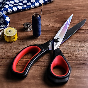 LIVINGO Premium Tailor Scissors Heavy Duty Multi-Purpose Titanium Coating Forged Stainless Steel Sewing Fabric Leather Dressmaking Comfort Grip Shears Professional Crafting (9.5 INCH)