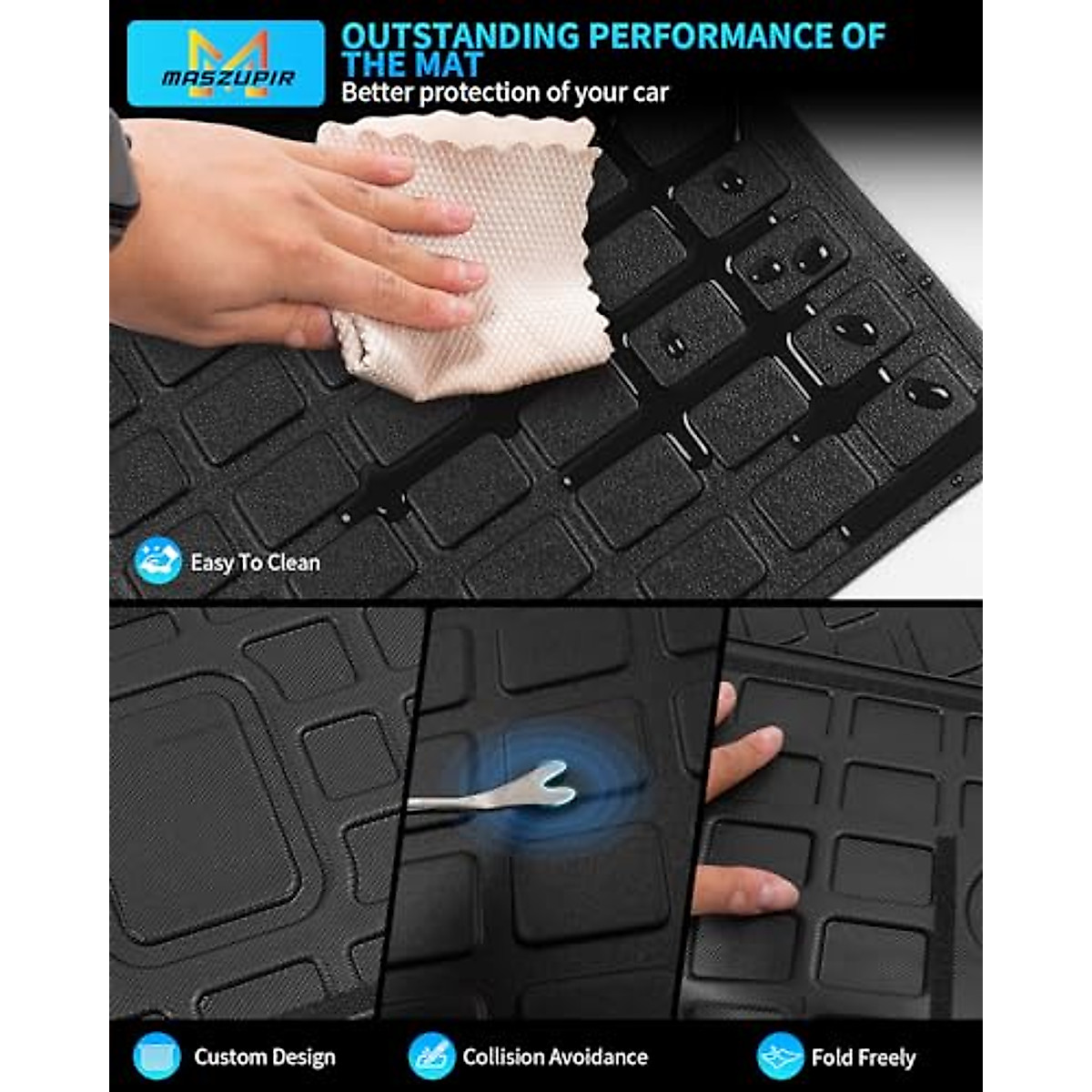 Maszupir Back Seat Cover Protector Compatible with 2010-2024 Toyota 4Runner All Weather Trunk Mat Cargo Liner 2023 4 Runner Accessories (Backrest Mats,Fit with Sliding Tray)