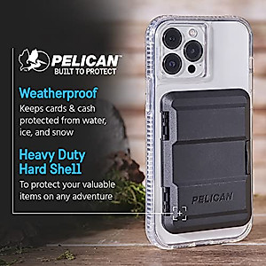 Pelican Magnetic Wallet & Card Holder - Heavy Duty Snap-on MagSafe Wallet - Detachable Hard Shell Lightweight iPhone Wallet - for iPhone 14 Pro Max/ 14 Pro/ 14/13 Pro Max/ 13 Pro/ 12 Pro Max - Black