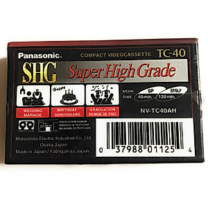 PANASONIC TC-40 VHS-C Video Tape for a VHS-C Camcorder