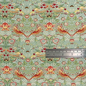 Cotton Fabric - William Morris Strawberry Thief Duck Egg Blue Green Taupe- Floral & Bird Print - Craft Fabric Material Metre