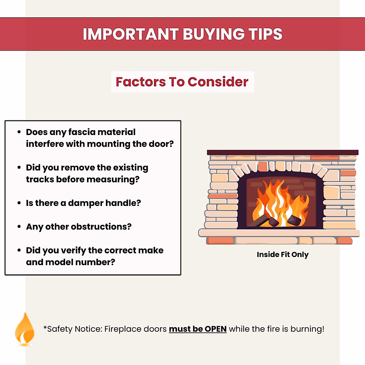 Temco Prefab Fireplace Door | Frame Included | Easy to Install | Fits ONLY Models: TFC42-3, TFC42-4, TLC42-3, TLC42-3I, TLC42-4, TLC42-4I