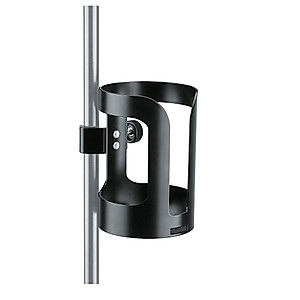 K&M König & Meyer 16022.000.55 Universal Drink Holder - Microphone Stand Tube Attachment - Holds Bottles, Cups, Glasses - Professional Grade Accessory- German Made - Black