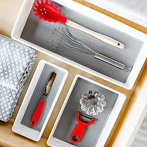 madesmart Classic 3-Tray Bin Pack - White | CLASSIC COLLECTION | Multi-Purpose Storage | Soft-grip Lining and Non-slip Rubber Feet | Durable | BPA-Free