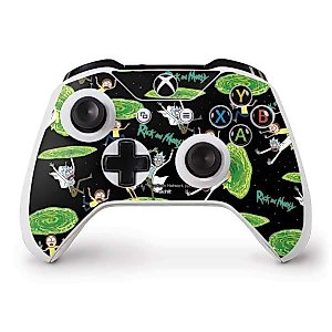 Skinit Decal Gaming Skin Compatible with Xbox One S Controller - Officially Licensed Warner Bros Rick and Morty Portal Pattern Design
