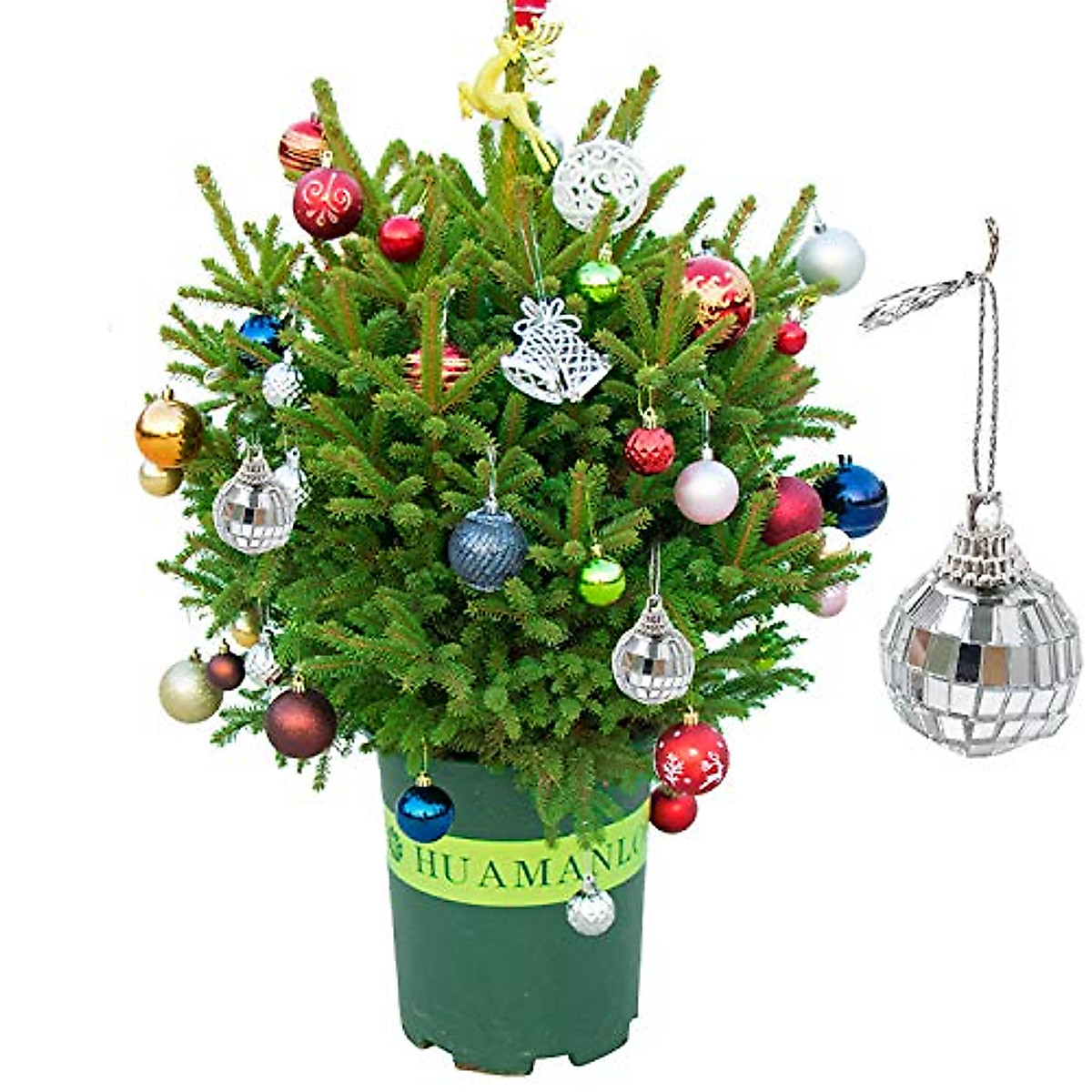 HONBAY 12PCS Mirror Disco Ball Tree Ornament Decoration with Fastening Strap for Home and Party (1.1 Inch)