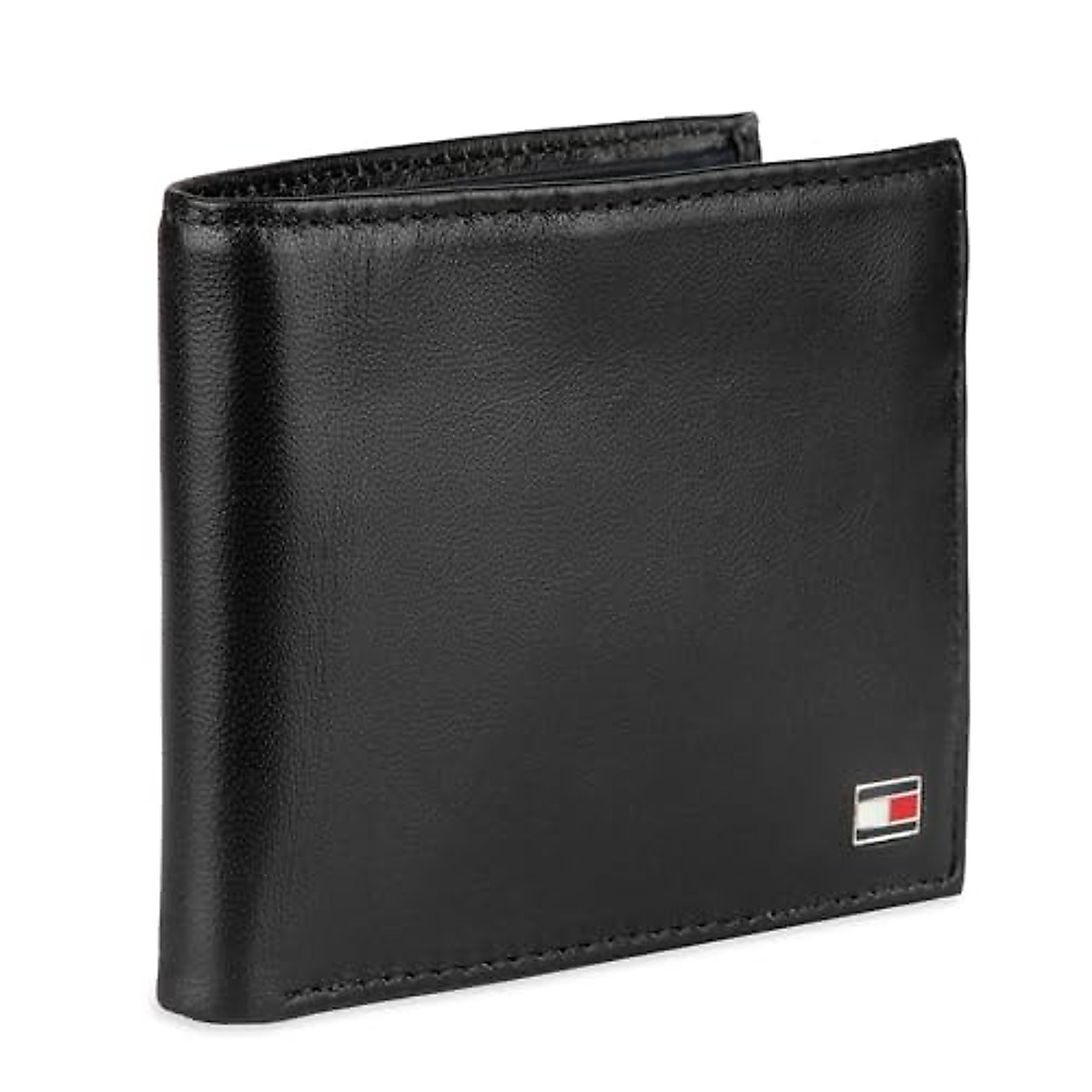 Tommy Hilfiger Men's Leather Wallet – Slim Bifold with 6 Credit Card Pockets and Removable ID Window, Oxford Black, One Size