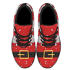 Christmas Santa Claus Shoes Womens Fashion Casual Shoes Mens Breathable Trail Running Sneakers for Girl Boy Black Size 13
