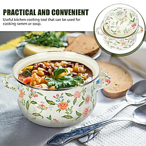 Colorful Enamel Stock Pot with Lid Double Ear for Cooking, 20x20cm, BMR0609A2S15L5