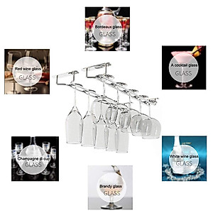 Greatstar Wine Glass Rack, Under Cabinet Wine Rack Glass Holder Stainless Steel Chrome Finish - Hanging Stemware Holder for Bar Kitchen (21inch)