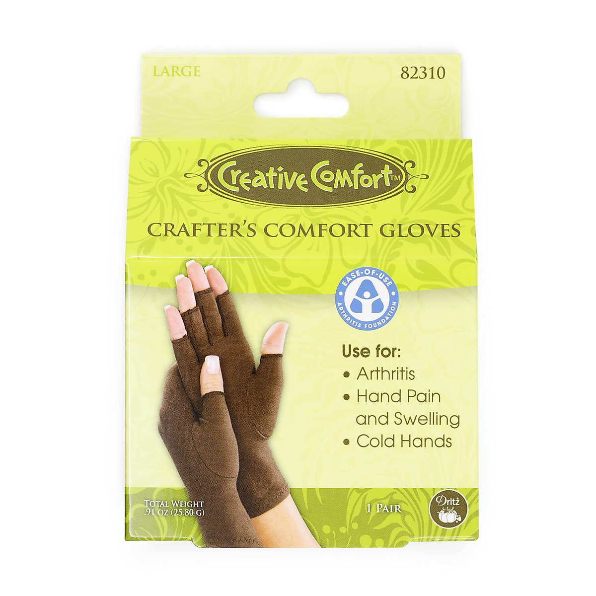 Dritz Crafters Comfort Glove, 1 Pair, Size Large