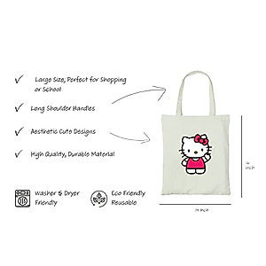 Cute Canvas Tote Bag - Cat Gifts for Women - Cat Gifts for Cat Lovers - Cat Mom Gifts - Birthday Bags for Cat Lover Gifts - Reusable Cat Tote Bag - Large Book Tote Bag (Hello Catty)