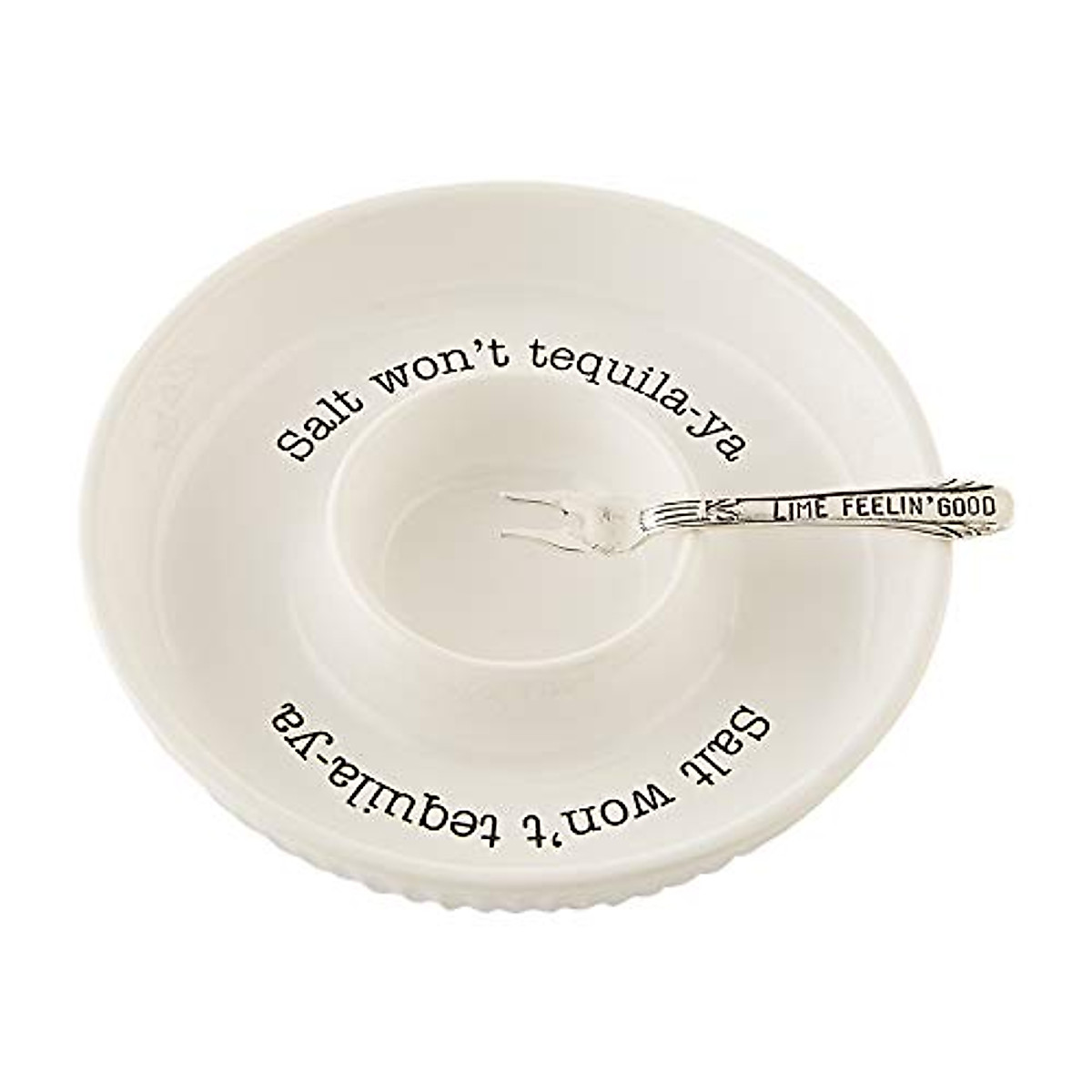 Mud Pie Lime and Salt Rimmer Margarita Set, Round, White