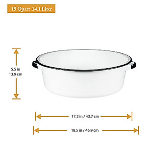 Granite Ware Enamel on Steel Dish Pan with handles, 15-Quart capacity, Speckled White