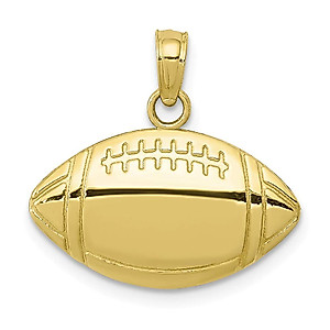 Solid 10k Yellow Gold Football Pendant Charm