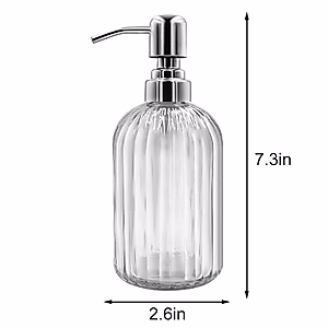 Soap Dispenser - 2 Pack 14 Oz Glass Soap Dispenser with Rust Proof Stainless Steel Pump, Refillable Liquid Bottle Dispenser, Premium Hand Jar Dispenser for Bathroom, Kitchen, Countertop (Transparent)