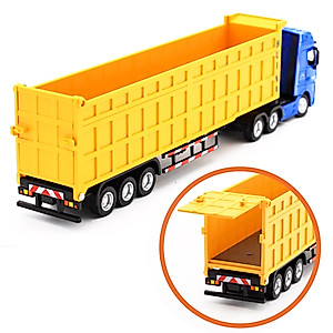 Qcar Dump Trailer Truck Vehicles Toys,1:50 Scale Dump Truck with Trailer, Toy Trucks for Kids