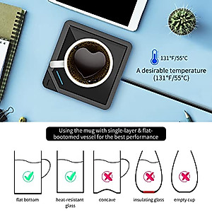 Coffee Mug Warmer Dual USB - Yolin Cup Warmer for Office Desk Use / Electric Beverage Warmer with Auto Shut Off After 8 Hours Feature / Coffee Warmer Plate for Cocoa Tea Water Milk Candle