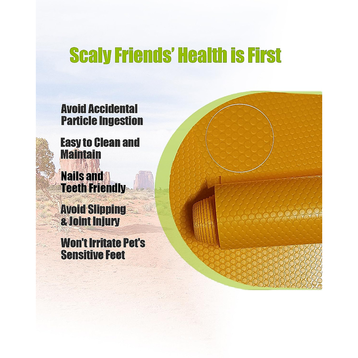 Helidrago Bearded Dragon Tank Accessories, Reptile Substrate Floor, Leopard Gecko Tank Liner Mat for 40 Gallon, 20 Gallon, 50 Gallon,75 Gallon Lizard Tank, Yellow