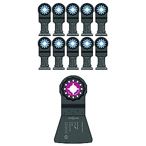 Bosch Starlock Carbide Oscillating Tool Blades for Cutting Metal, 10-Pack and Multi Tool Flexible Scraper Blade for Sealant and Paint Removal, Bundle (11-Pieces)