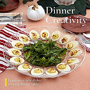 Deviled Egg Containers with Lid - (3 Pack) 15 Slot Deviled Egg Platters with Lid for Party, Disposable Tray Deviled Egg Carrier with Lid, Stackable Clear Plastic Trays for Eggs and Finger Food