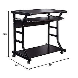 OFFICEJOY Computer Desk Cart Home Office Desk, Mobile Laptop Table Workstation Writing Desk Study Desk with Keyboard Tray, Printer Shelf on Wheels,Brown