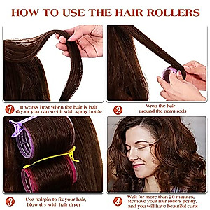 Velcro Volume Hair Rollers Set - 12 Jumbo Self-Grip Heatless Curlers for Long, Medium, Short, Thick, Fine, and Thin Hair with Bangs (3 Sizes)