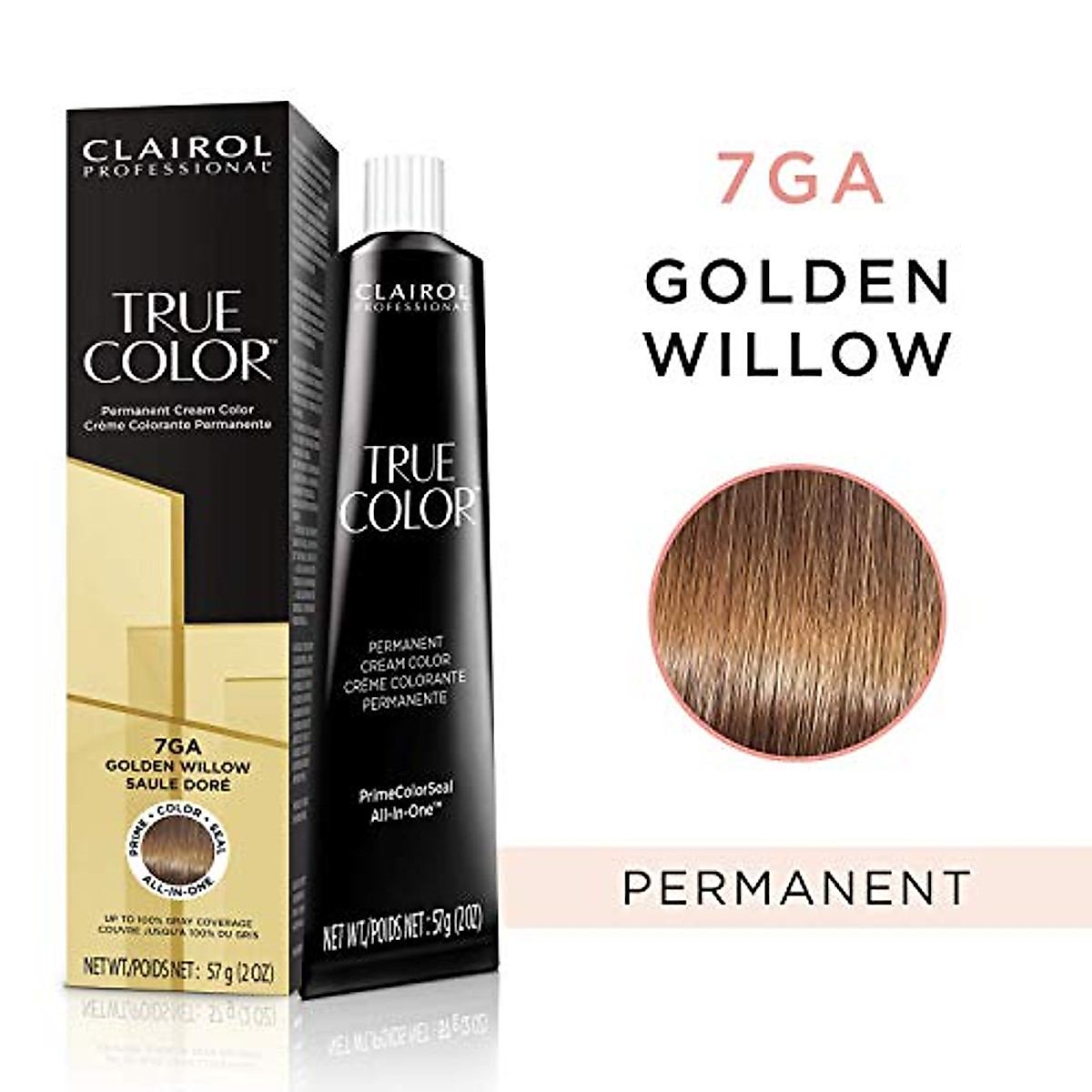 Clairol Professional TRUE COLOR Permanent Cream Hair Color 7GA Golden Willow, 2 oz.
