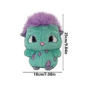 Furry Bibble Plushies, Purple Hair Kawaii Chubby Elf Plush Doll, Super Soft Hit Animated Movie Character Plush Toy, Creative Role Throw Pillow, Funny Cute Home Decor Collectibles Stuffed Toys-Green