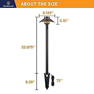 Gardenreet Brass Pathway Lights, Low Voltage LED Landscape Path Lights, 12V Outdoor Waterproof Landscape Lighting(Hat) for Walkway Driveway Garden Without G4 Bulb