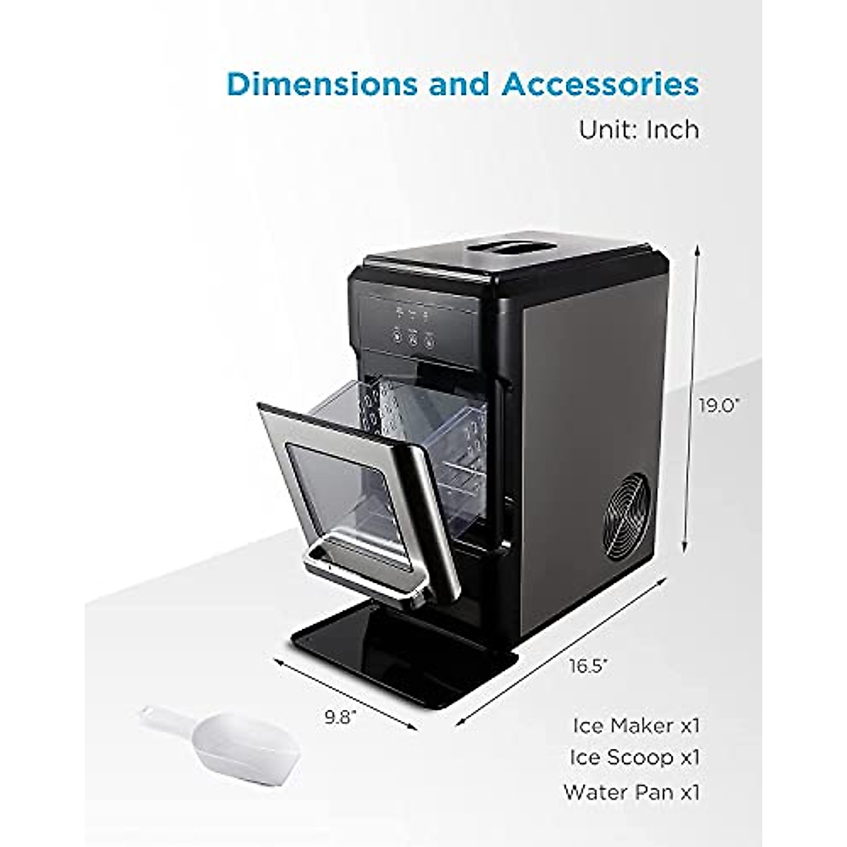 Northair Countertop Nugget Ice Maker 44lbs Per Day with a Ice Scoop