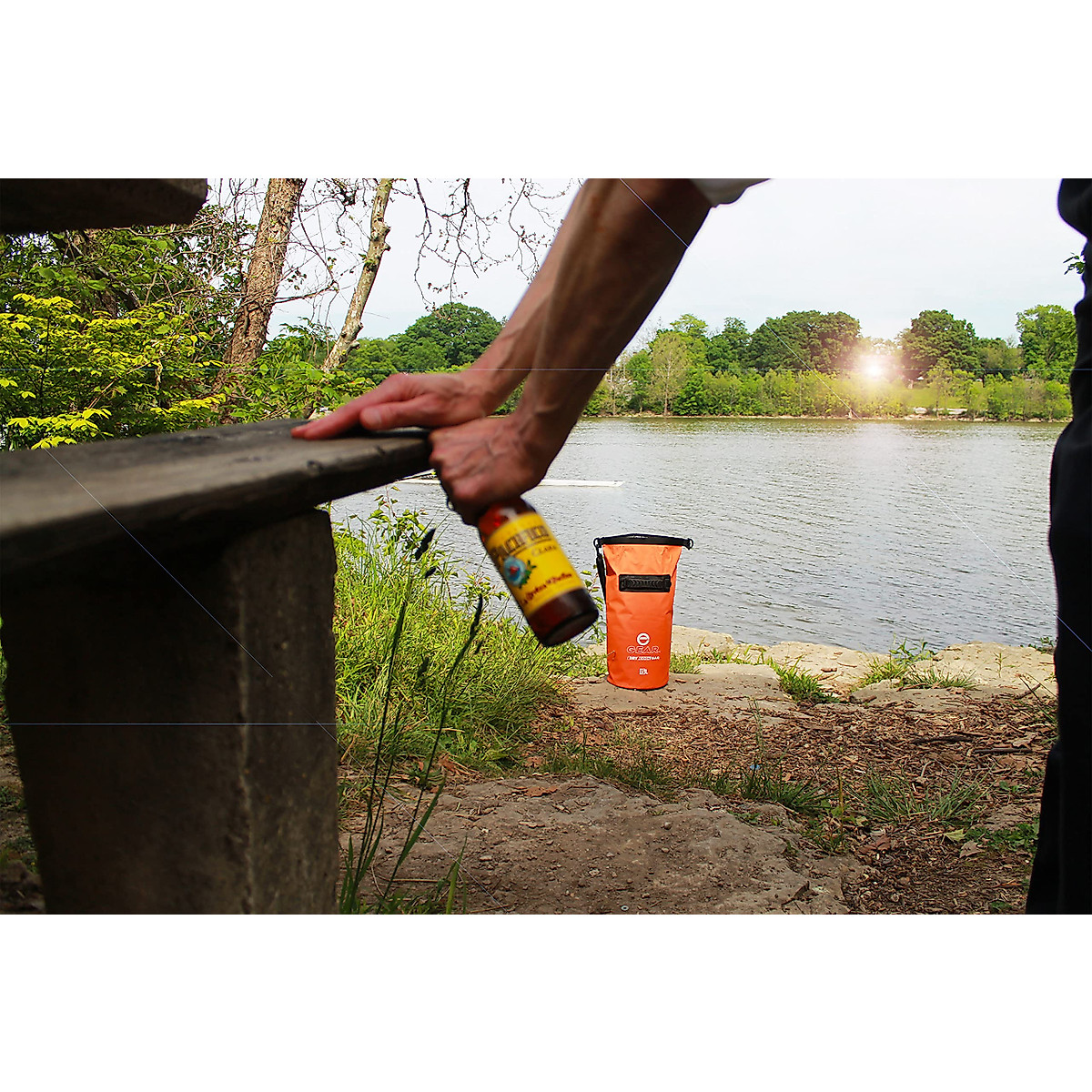 Enthusiast Gear Roll Top Insulated Backpack Cooler Dry Bag – Leak Proof, Collapsible, Waterproof with Padded Shoulder Strap - Perfect for Kayaking Fishing Beach Hiking - Orange, Grey, Blue