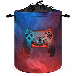 Teens Gamepad Kids Laundry Basket Modern Red Blue Mist Gamepad Video Game for Bathroom Storage College Dorm Family One Size