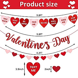 Happy Valentines Day Banner, Red & Pink Heart Garland Valentines Day Garland Conversation Hearts Decorations for Valentines Day Decor, Wedding Engagement Anniversary Party Home Fireplace Decorations