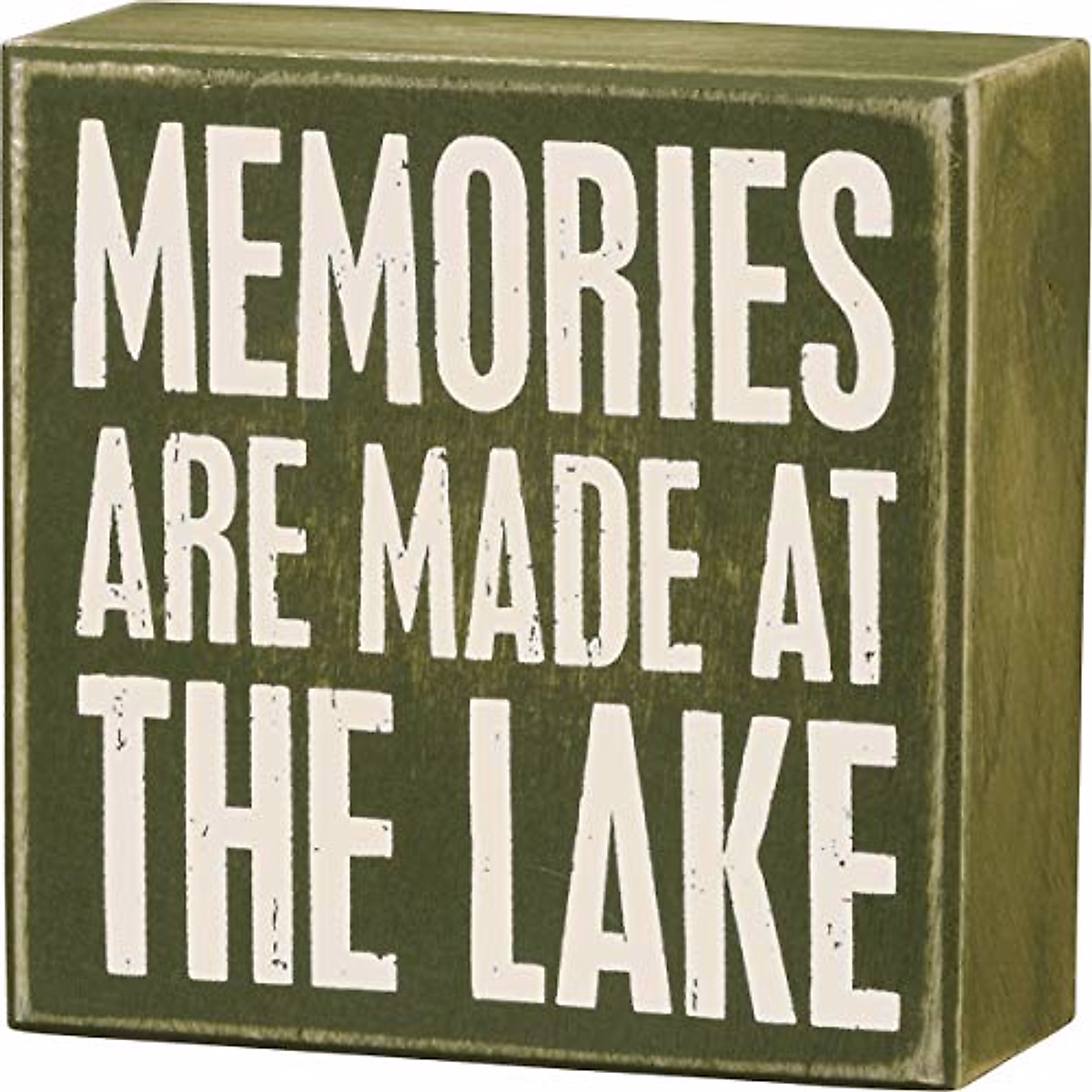 Primitives by Kathy 21111 Olive Green Box Sign, Memories are Made at The Lake