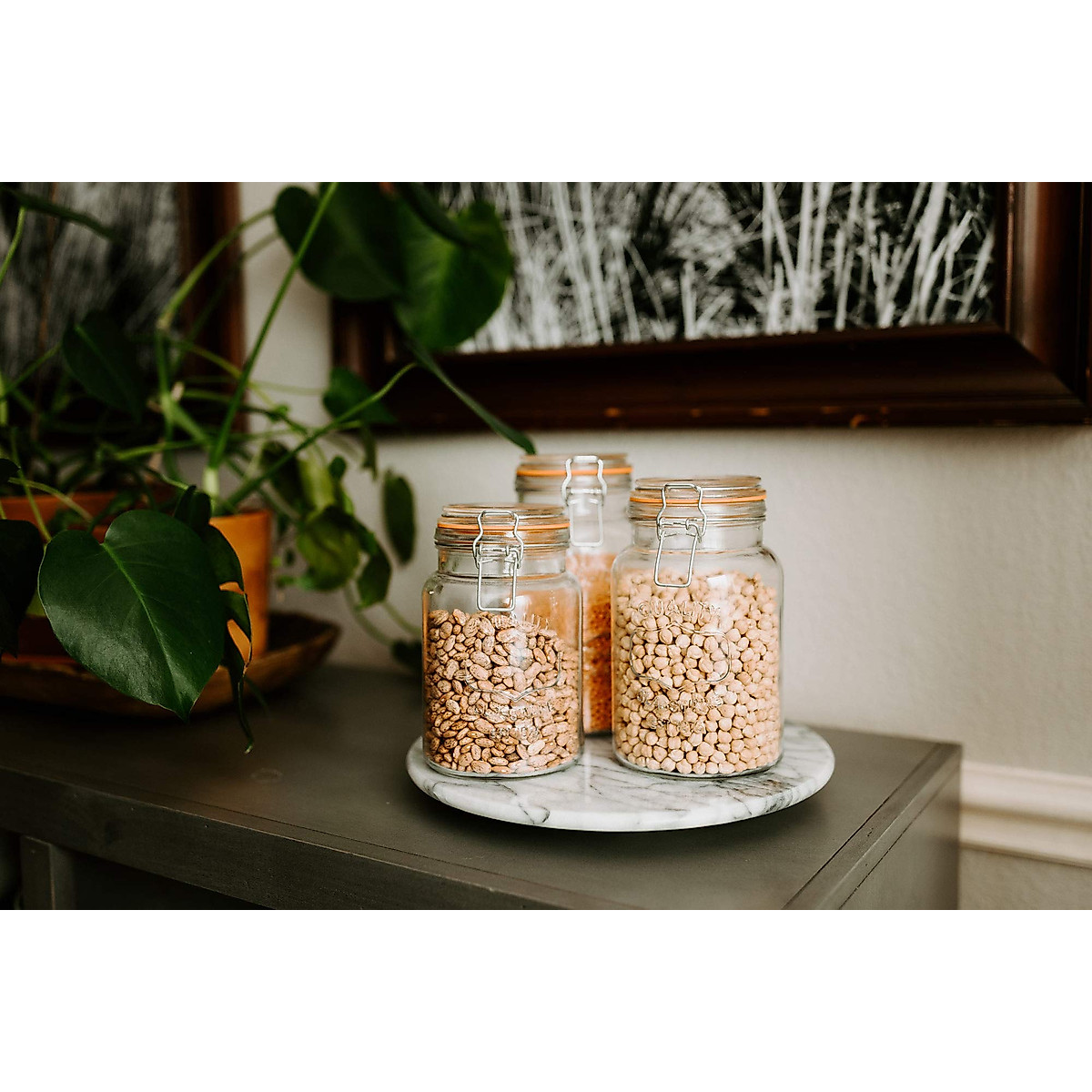 White Marble Lazy Susan 12 Inch Kitchen Turntable - Spice Organizer for Countertops and Cabinets