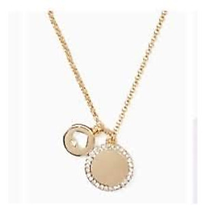 Kate Spade Spot The Spade Pave Charm Pendant Necklace Gold