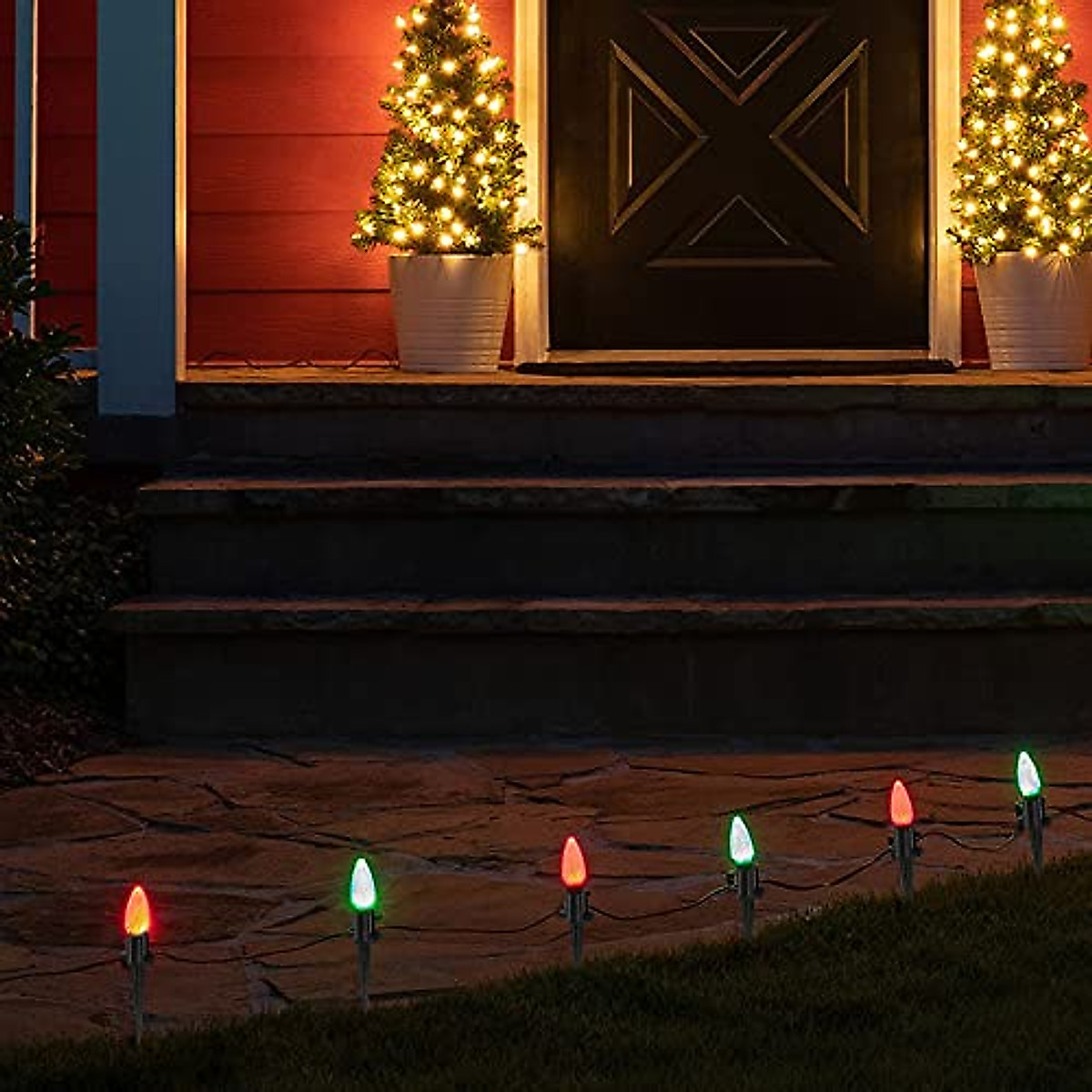 Dazzle Bright 5.5 Inch 50 Pack Christmas Light C9 Stakes + 50 LED 24.5 FT C9 Christmas String Lights