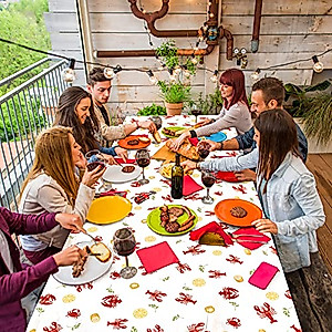 Crawfish Party Tablecloths Lobster Birthday Table Covers Red Lobster Crab Party Party Supplies for Seafood Festivals Birthday Party Decorations, 108 x 54 Inch