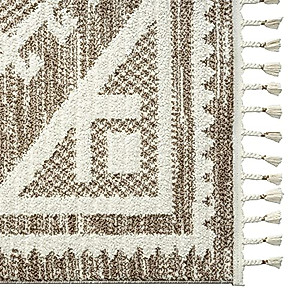 LUXE WEAVERS Ibiza Collection 8066 Brown 6x9 South Western Fringe Geometric Area Rug