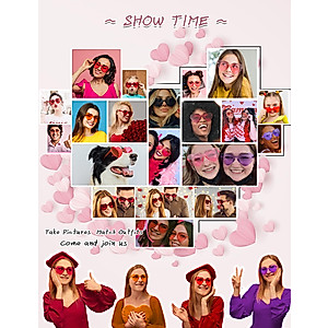 MIUSKATL 18 Pairs Heart Sunglasses, Rimless Heart Shaped Sunglasses Pack, Bulk Heart Sunglasses for Women, Colored Party glasses (Pink)