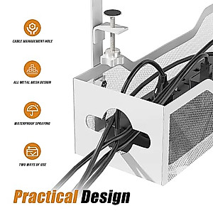 Under Desk Cable Management Tray, No Damage to Desk，Standing Desk Cable Organizer, Quszmd Under Desk Cord Organizer，Under Desk Wire Management Tray - Easy to Install