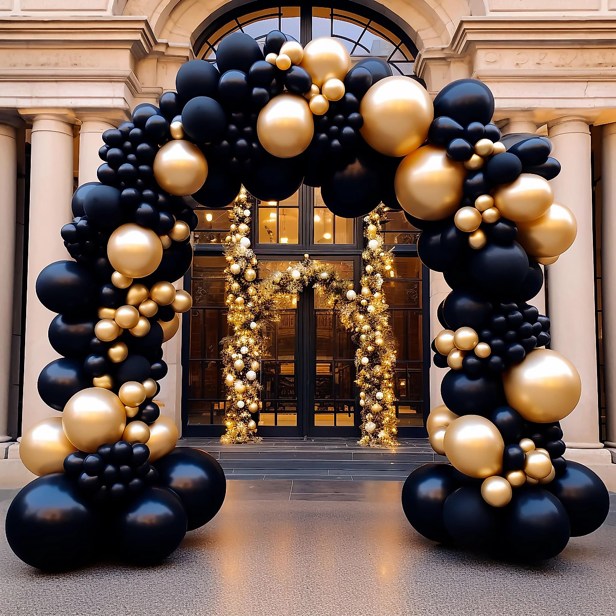 155pcs Black Gold Balloon Garland Arch Kit, Black and Gold Latex Balloons for Gender Reveal Bridal Shower Party Birthday Decorations