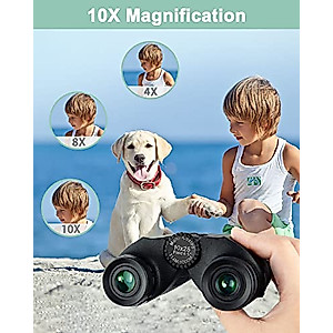 Compact Binoculars for Kids and Adults, 10X25 High Power Binoculars with Low Light Vision, Easy Focus Binoculars for Bird Watching,Hunting,Travel,Outdoors