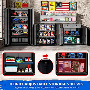 Superday Locking Metal Cabinet, 36"×32"×16" Lockable Steel Storage Cabinet with 2 Doors and 2 Shelves, Small Metal Utility Cabinet Closet for Home Office File Pantry Garage (Black)