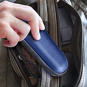 Enerfort Hard EVA Razor Travel Case Compatible with Gillette Men's Razor - Mesh Pocket for 2 Razor Blades + Lightweight Carrying Handle + Durable Zipper (Only Case) (Blue)