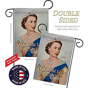 Queen Elizabeth II Flag Set Wood Dowel Sweet Life Sympathy Remembrance Memorial Bereavement Love Support Emotion Postive - House Banner Small Yard Gift Double-Sided 13 X 18.5