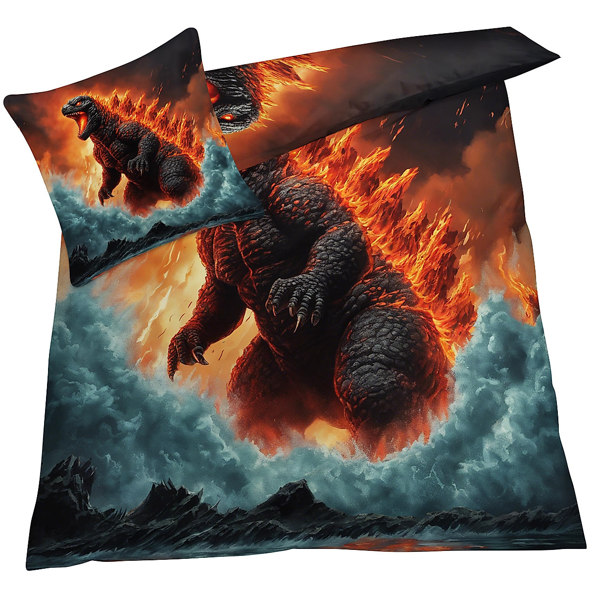 OmErsa Dinosaur Duvet Cover Twin Size Set, Monster Bedding Bedroom Decor, Comforter Cover & 2 Pillowcases 3 Pieces, Home Collection Quilt Cover