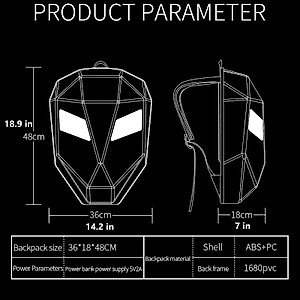 Rainbow Cloud Smart LED Backpack - Motorcycle Backpack for Men LED Knight Backpack Cool Backpack with LED Eyes Christmas Gift (Black-3)