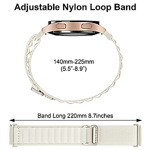 YILED Loop Nylon Bands 20mm 22mm Quick Release Watch Strap, Sport Nylon Solo Loop Rugged Replacement Strap for Women Men (22mm, Starlight)
